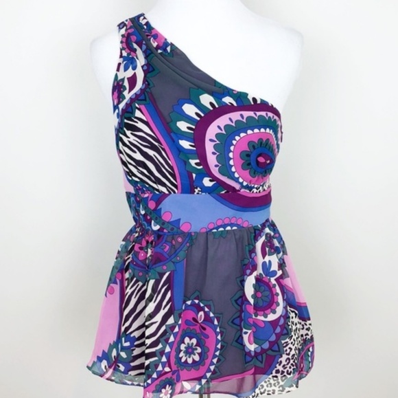 Tibi | Tops | Tibi One Shoulder Printed Top | Poshmark